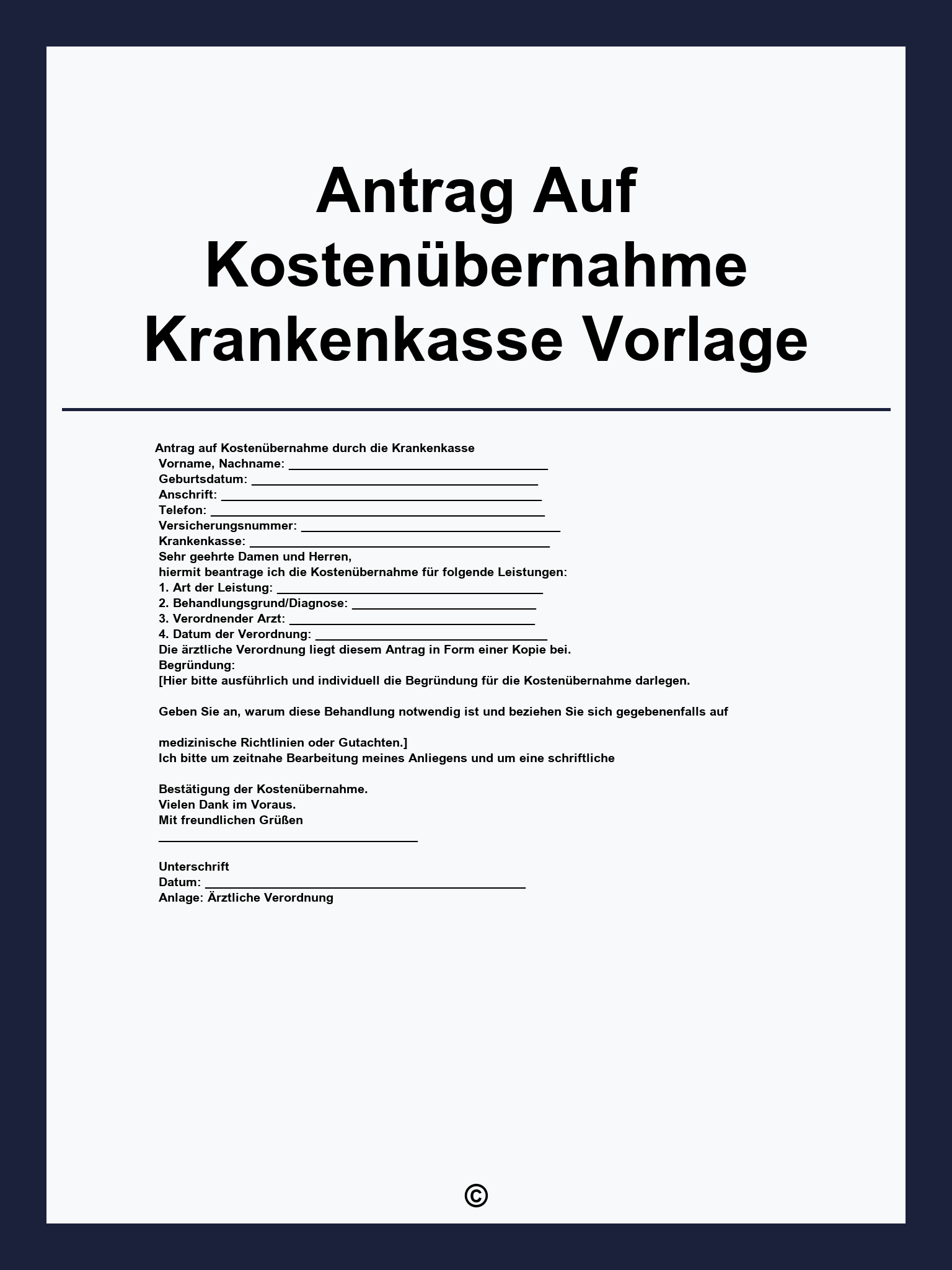 Antrag Auf Kostenübernahme Krankenkasse Vorlage
