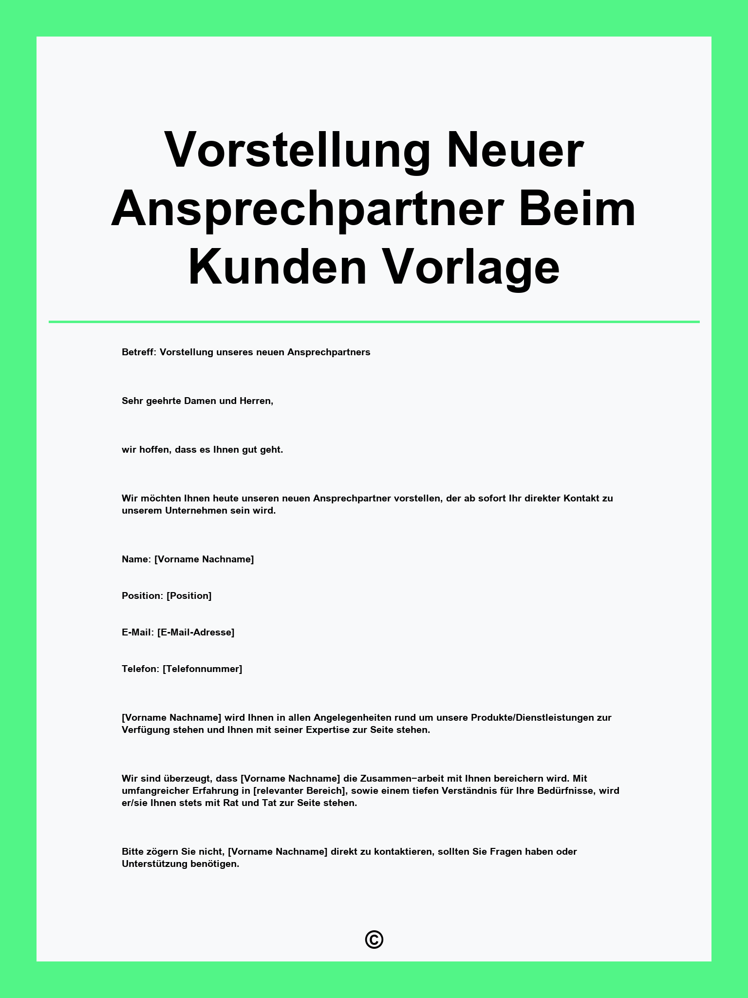 Vorstellung Neuer Ansprechpartner Beim Kunden Vorlage